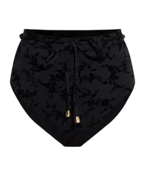 Zimmermann High Waisted Drawstring Swimming Trunks With Floral Print - Black