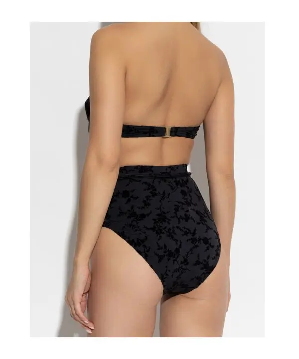 Zimmermann High Waisted Drawstring Swimming Trunks With Floral Print