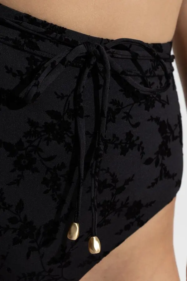 Zimmermann High Waisted Drawstring Swimming Trunks With Floral Print