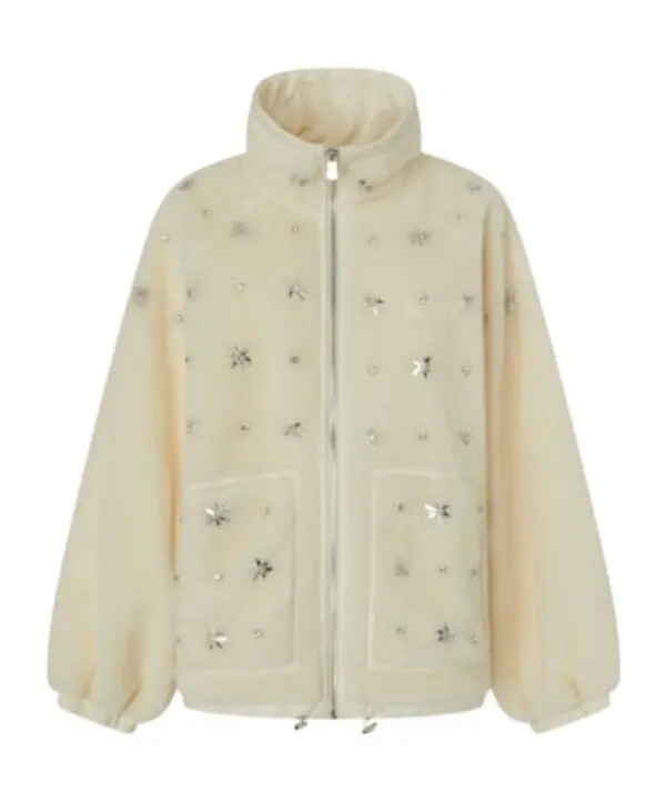 Pinko Embellished Zip-up Bomber Jacket - Nude
