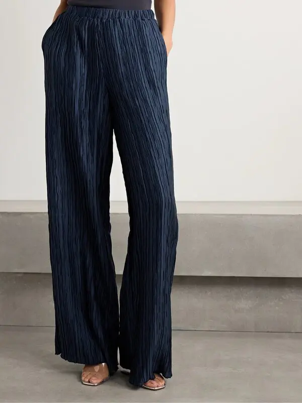 16Arlington High-waisted Wide-leg Trousers With Fine Pleats