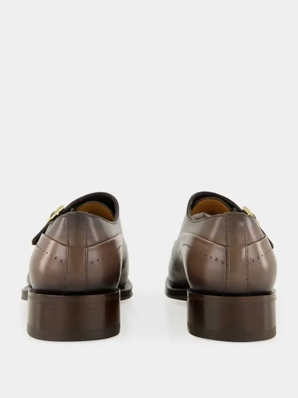 Santoni Double-buckle Monk Strap Shoes - Brown