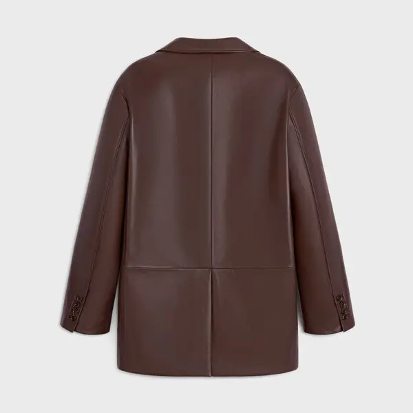 Celine Tailored Jacket In Soft Lambskin - Chocolate