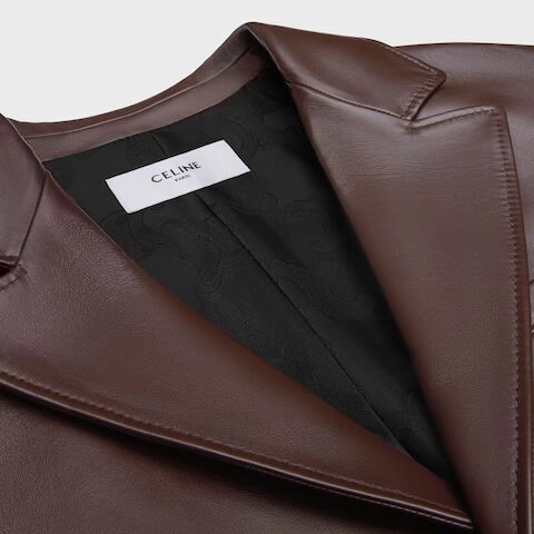Celine Tailored Jacket In Soft Lambskin - Chocolate