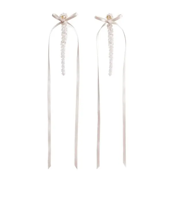 Simone Rocha Bow Ribbon Drip Earrings - White
