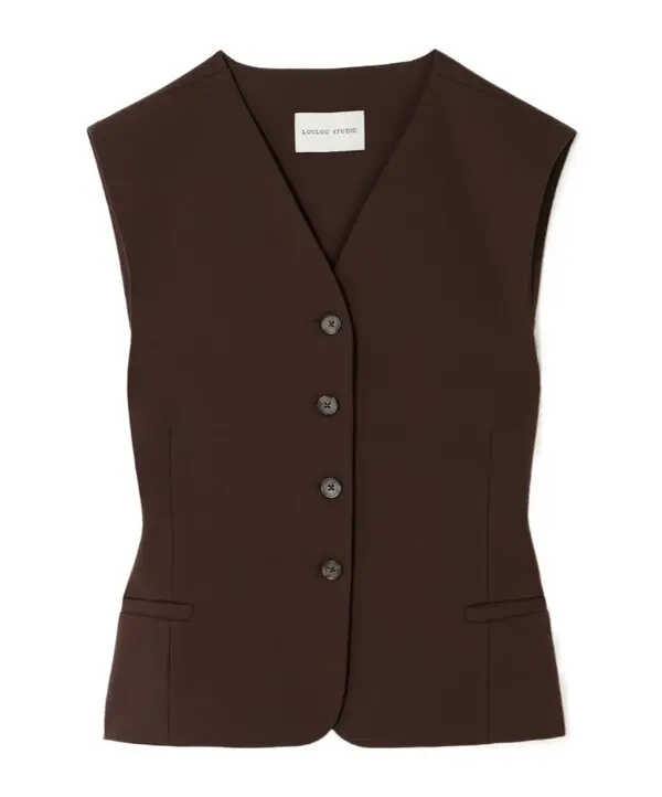 Loulou De Saison Teora Stretch-wool Vest - Brown