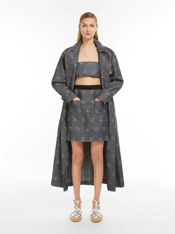 Max Mara Jacquard Pattern Button Trench Coat