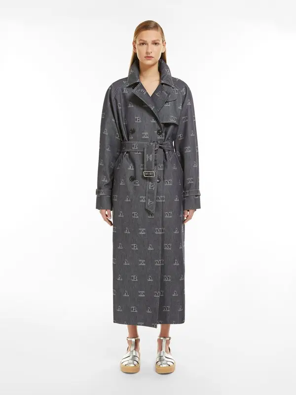 Max Mara Jacquard Pattern Button Trench Coat