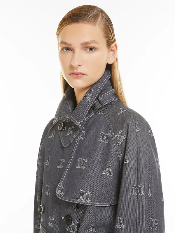 Max Mara Jacquard Pattern Button Trench Coat
