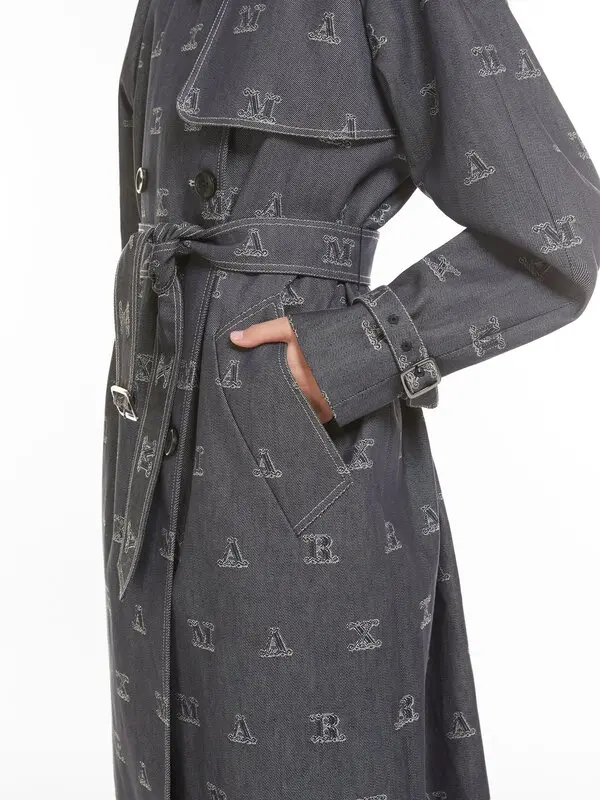 Max Mara Jacquard Pattern Button Trench Coat