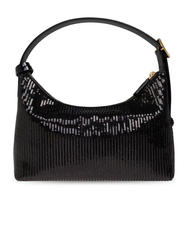 Mcm Sequined Shoulder Bag With Gold Tone Logo
