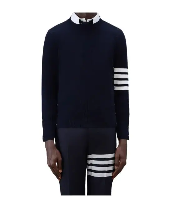 Thom Browne 4-bar Striped Trim Pullover