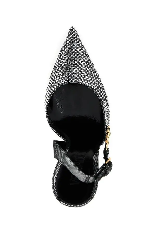 Versace Pointed Toe Embellished Slingback Pumps