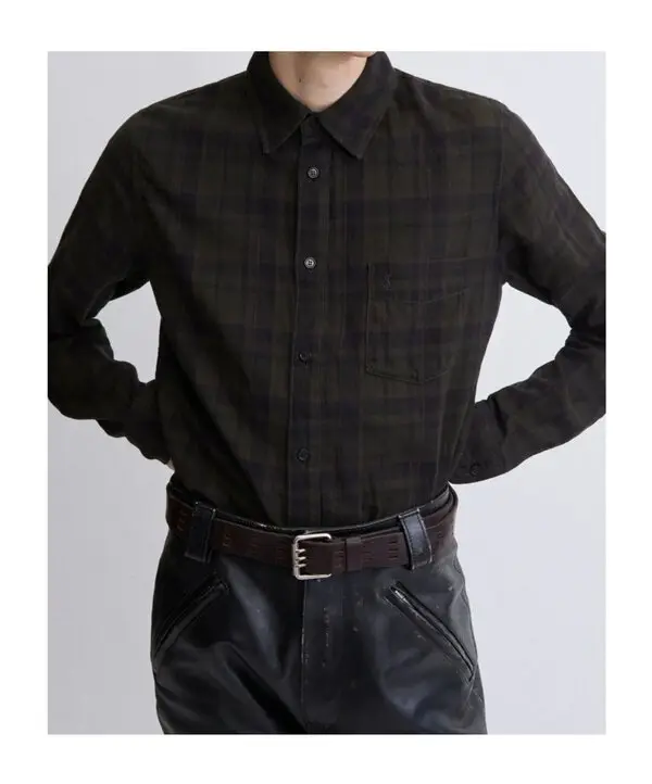 Saint Laurent Cassandre Checked Shirt - Black