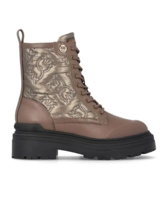 Pinko Love Birds Detail Lace-up Boots - Tabacco