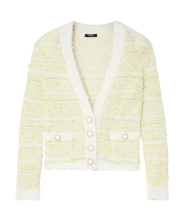 Balmain V-neck Textured Cardigan