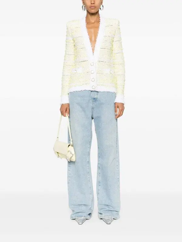 Balmain V-neck Textured Cardigan