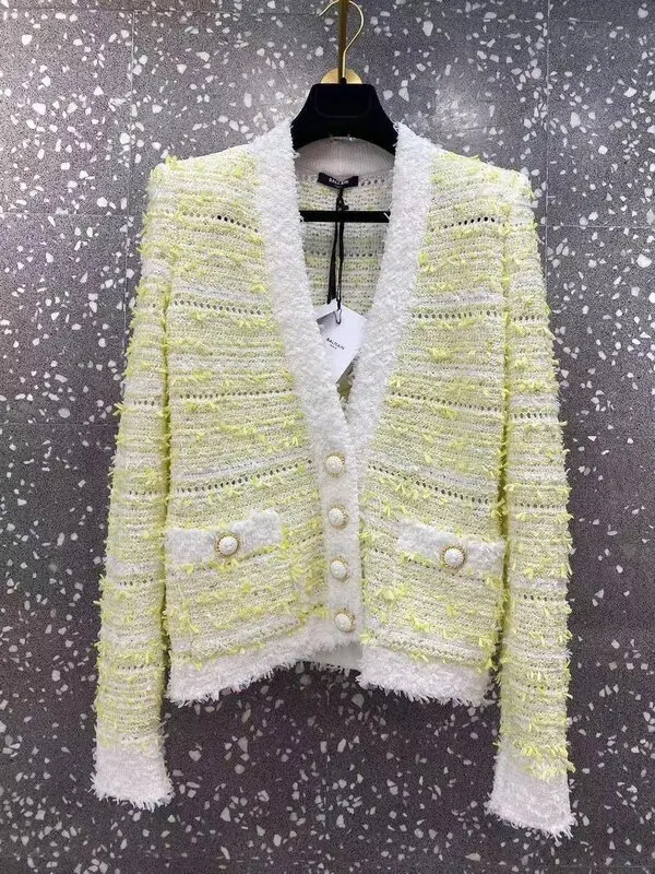 Balmain V-neck Textured Cardigan