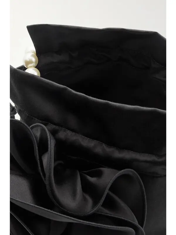 Magda Butrym Satin Shoulder Bag With Faux Pearl Handle - Black