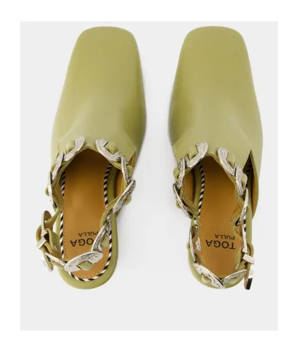 Toga Embellished Slingback Block Heel Boots - Green