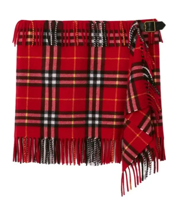 Burberry Tartan Pattern Skirt With Buckle Detail - Currant