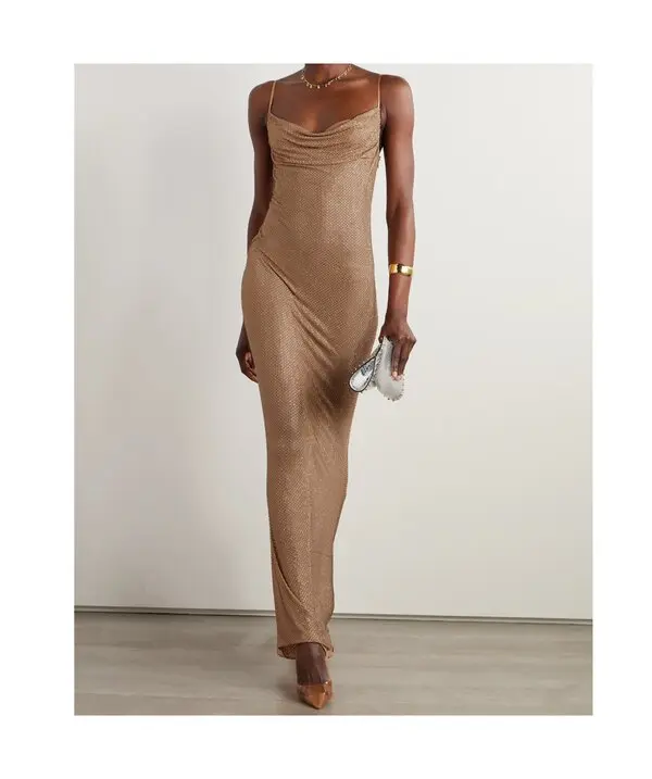 Retrofete Shilo Crystal-embellished Mesh Maxi Dress
