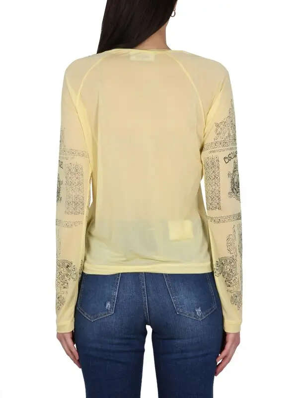 Dsquared2 Logo Printed Long Sleeve Crewneck Top