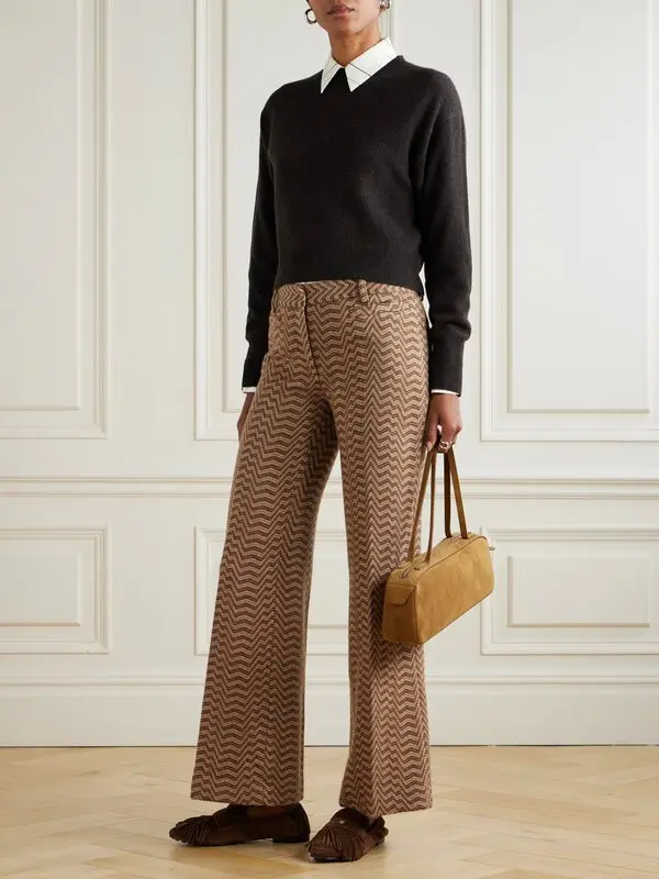 Missoni Wool-cotton Blend Chevron Print Trousers - Brown