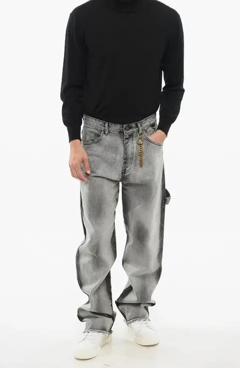 DARKPARK Straight Leg Jeans With Hammer Loops - Gray