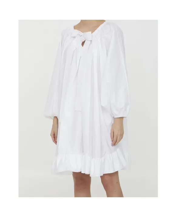 PATOU Bow Detailed Long Sleeve Mini Dress