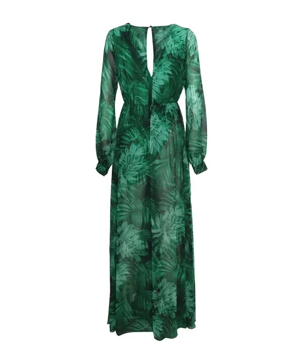 Ermanno Scervino Long Sleeve Maxi Dress With V-neck And Keyhole Detail