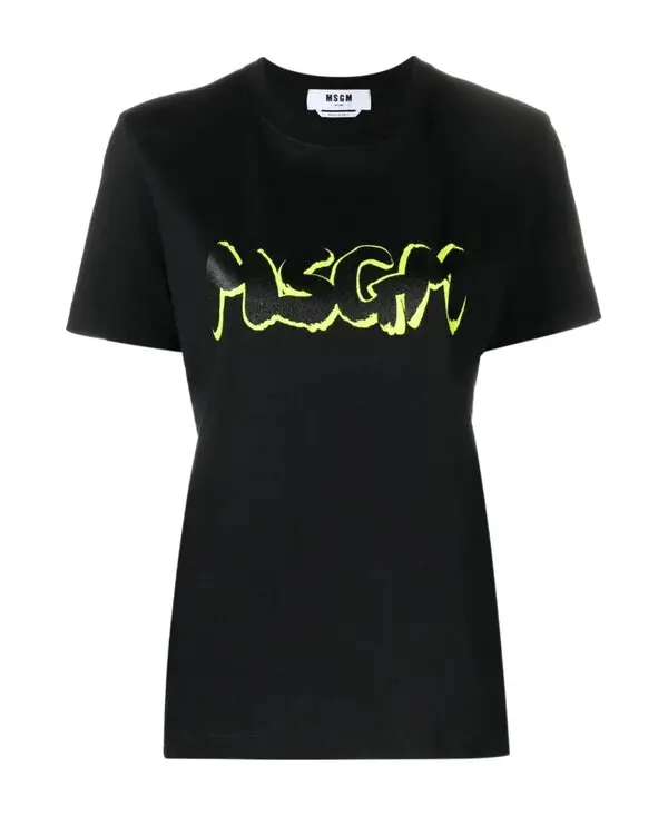MSGM Logo Printed T-shirt - Black