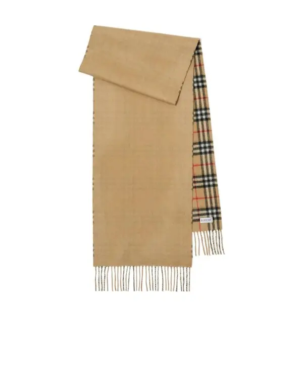 Burberry Checked Fringed-edge Scarf - Collection Beige