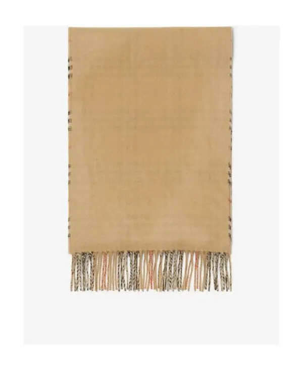 Burberry Checked Fringed-edge Scarf - Collection Beige