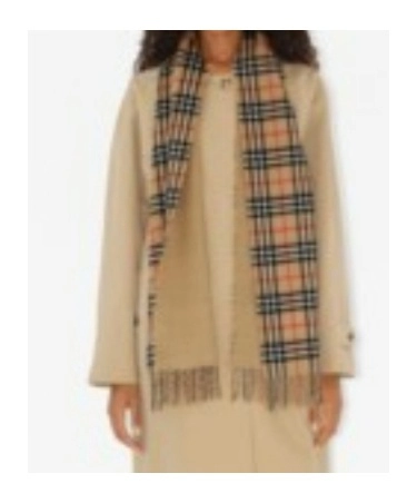 Burberry Checked Fringed-edge Scarf - Collection Beige