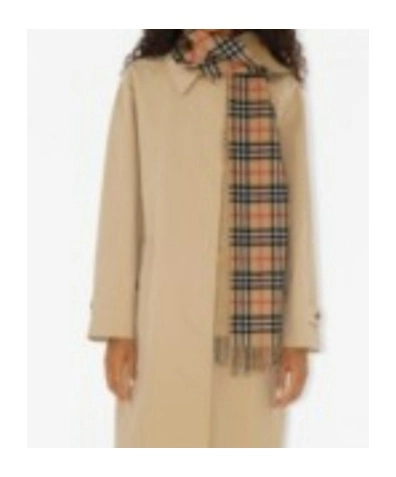 Burberry Checked Fringed-edge Scarf - Collection Beige