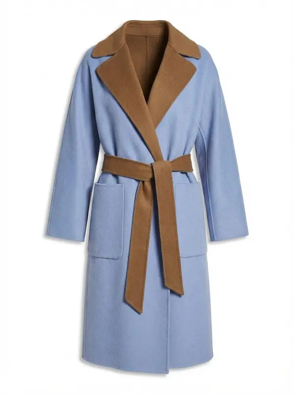 Max Mara Long Sleeve Belted Coat - Blue