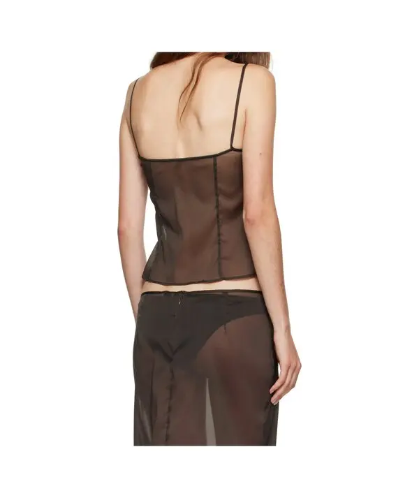 ST. AGNI Sheer Zipper Sling Top