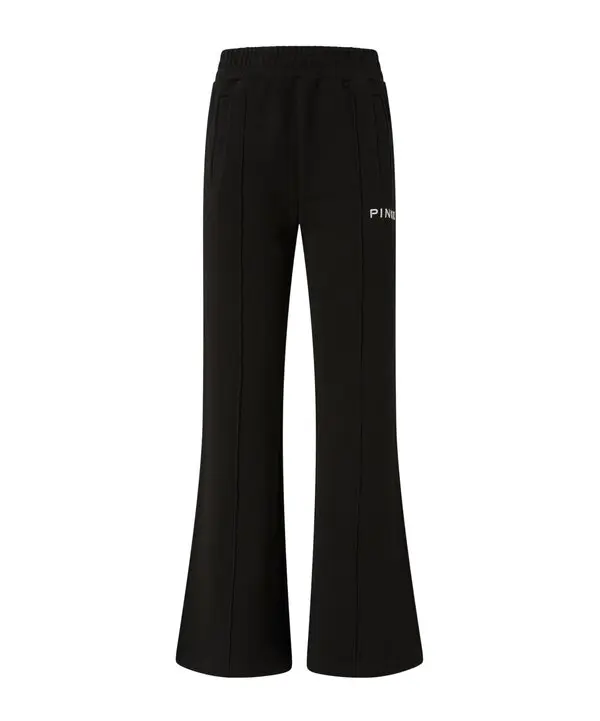 Pinko Logo Printed Drawstring Flared Trousers - Black