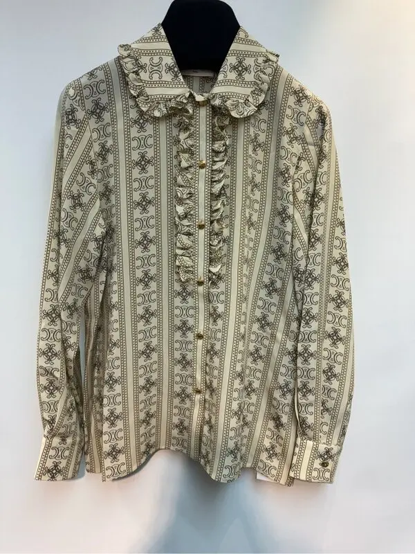 Celine Ruffled Crepe De Chine Blouse