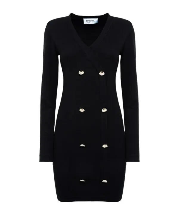 BLUGIRL V-neck Long Sleeve Ribbed Dress