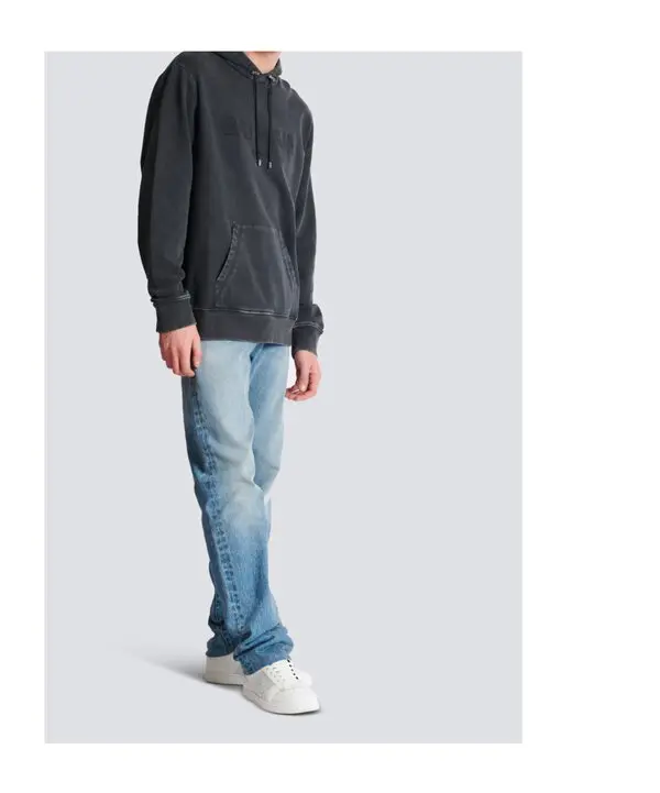 Balmain Vintage Logo Embroidered Hoodie - Grey