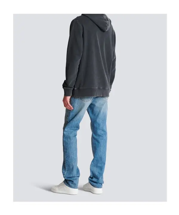 Balmain Vintage Logo Embroidered Hoodie - Grey