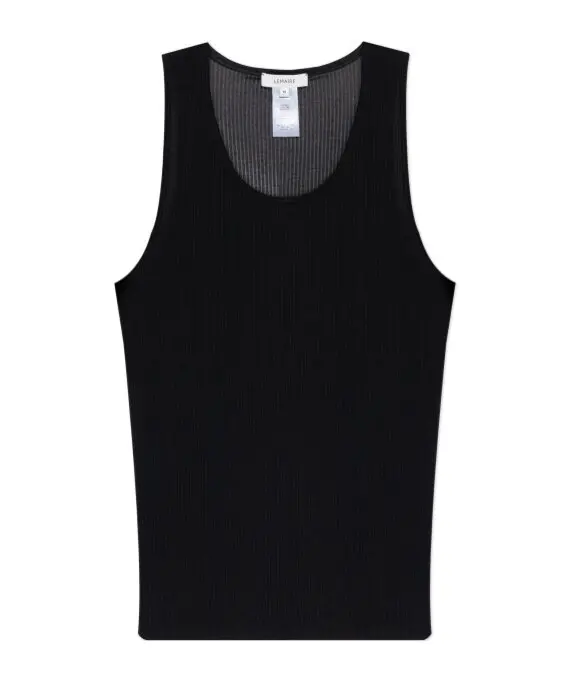 LEMAIRE Ribbed Wool Tank Top - Black