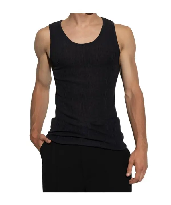 LEMAIRE Ribbed Wool Tank Top - Black
