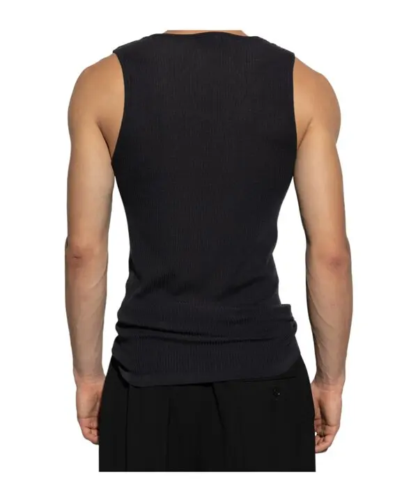 LEMAIRE Ribbed Wool Tank Top - Black