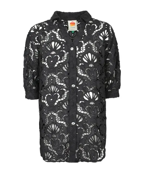 Farm Rio Lapel Short Sleeve Shirt
