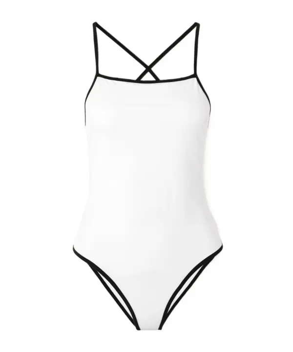 Loulou De Saison Itak Square-neck Criss-cross Swimsuit - Ivory Black