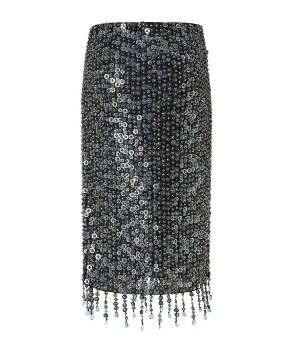 Pinko Passaparola Sequined Midi Skirt With Tassels