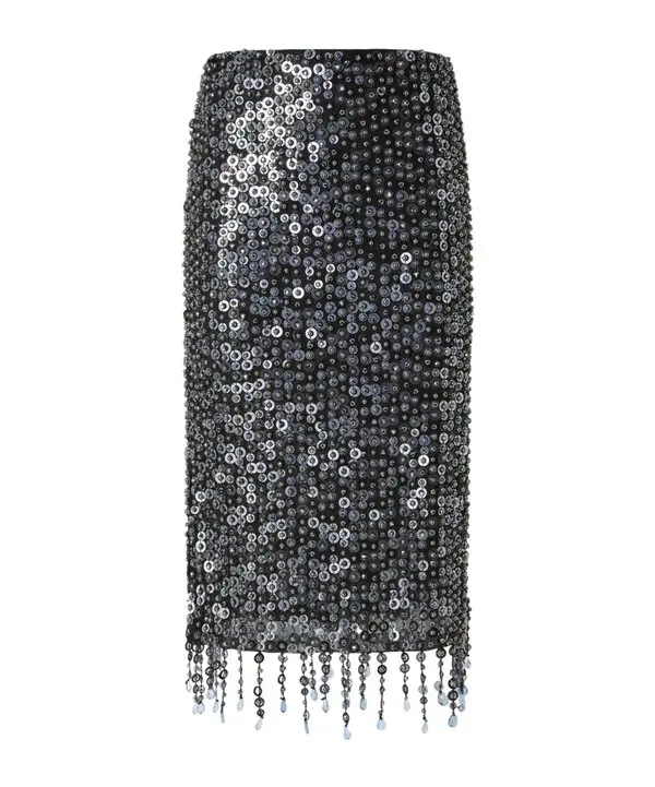 Pinko Passaparola Sequined Midi Skirt With Tassels
